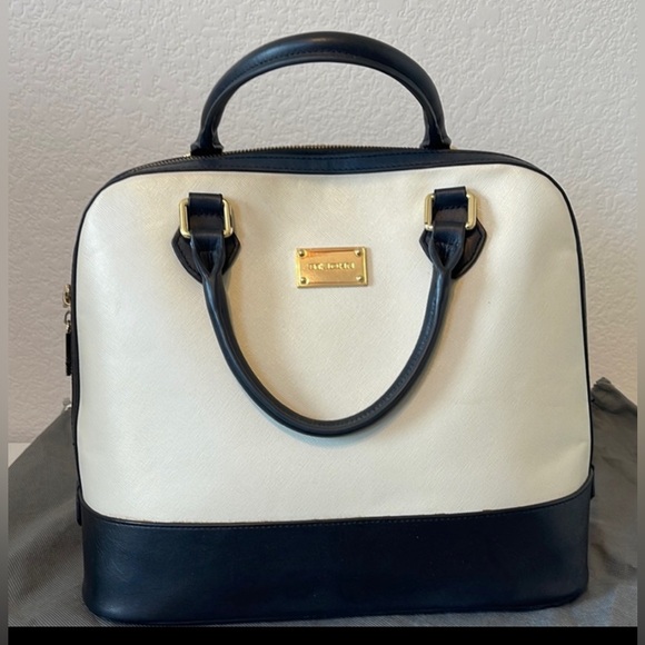 St. John | Bags | St John Black And White Satchel Color Block Knit ...